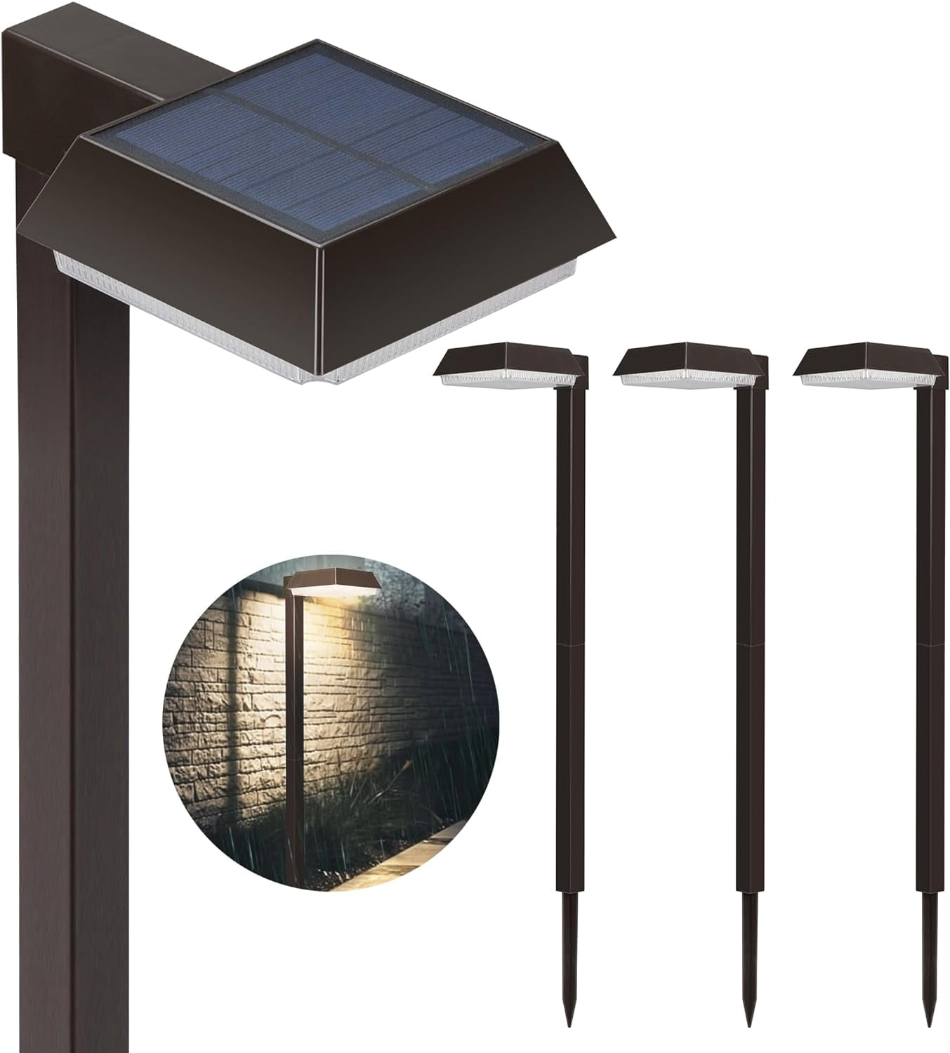 Bobcat Solar Pathway Lights Super Bright 300 lumens with 2-in-1 Warm White and Daylight Modes ...