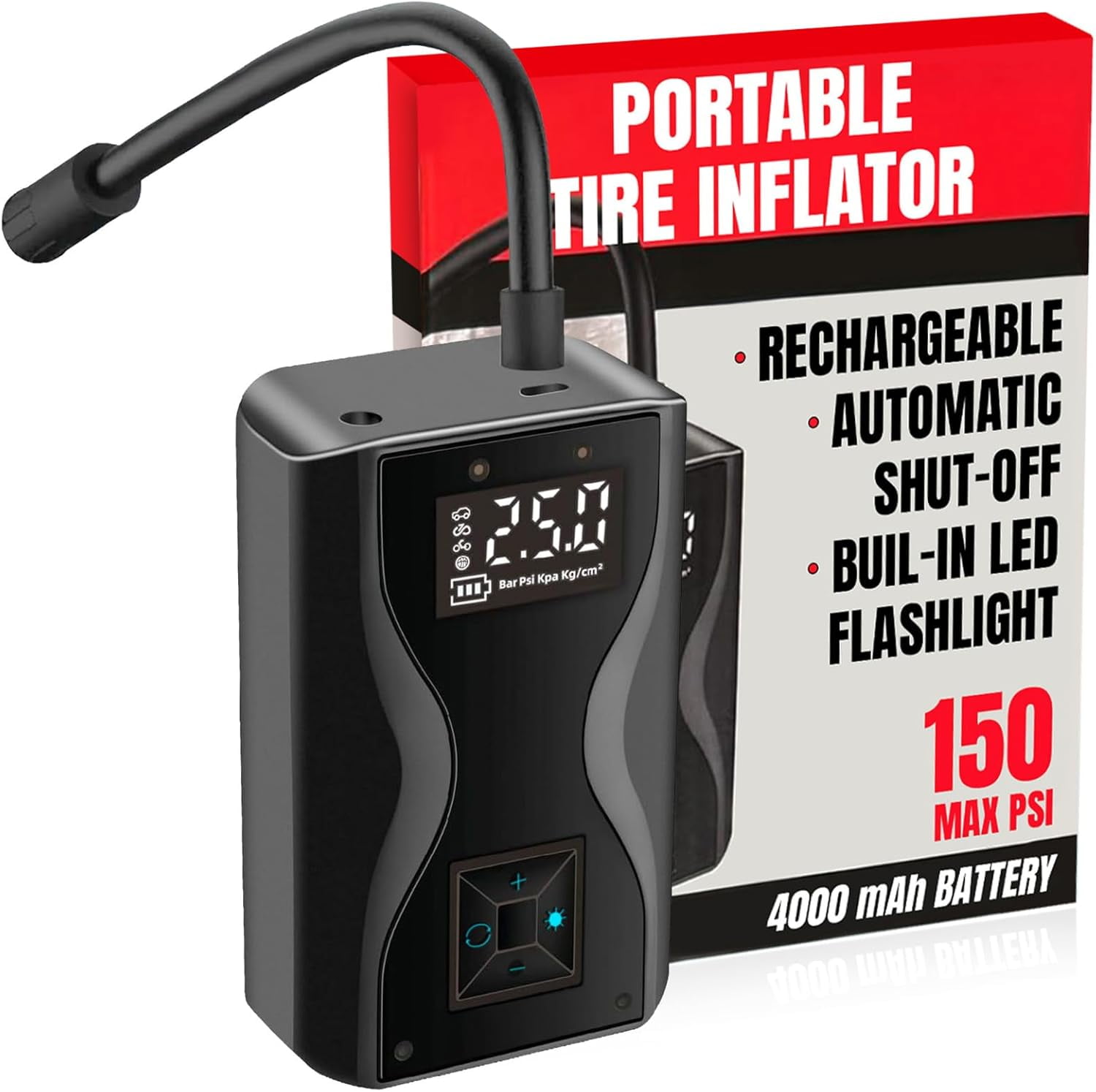 Bobcat Tire Inflator Portable Air Compressor 4000 mAh – 150 PSI ...