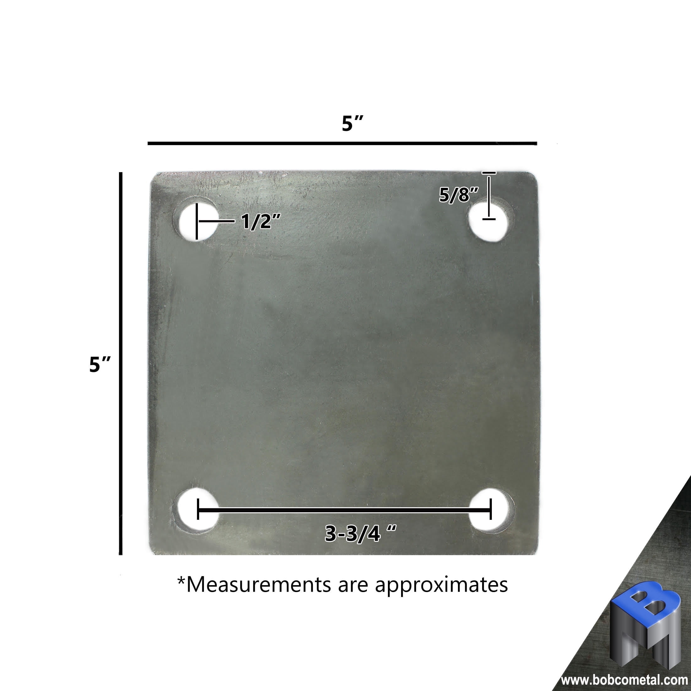 Bobco Metals 5 ”X 5” A36 Hot Rolled Steel Base Plate, 4 Pieces - Gray ...