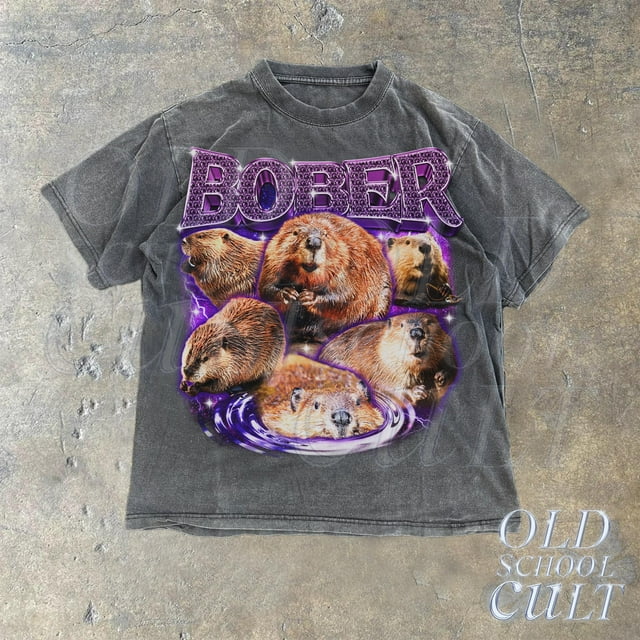 Bober Meme Style Graphic Shirt Beaver Funny Retro Tee 2000s Nature