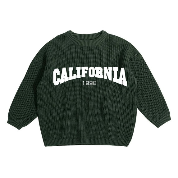 Bobifish Baby Dark Green Ribbed Sweater “CALIFORNIA 1998” Letter Print ...