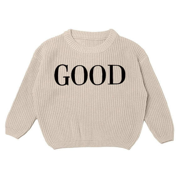 Bobifish Baby Dark Green Ribbed Sweater “GOOD” Letter Print Long Sleeve ...