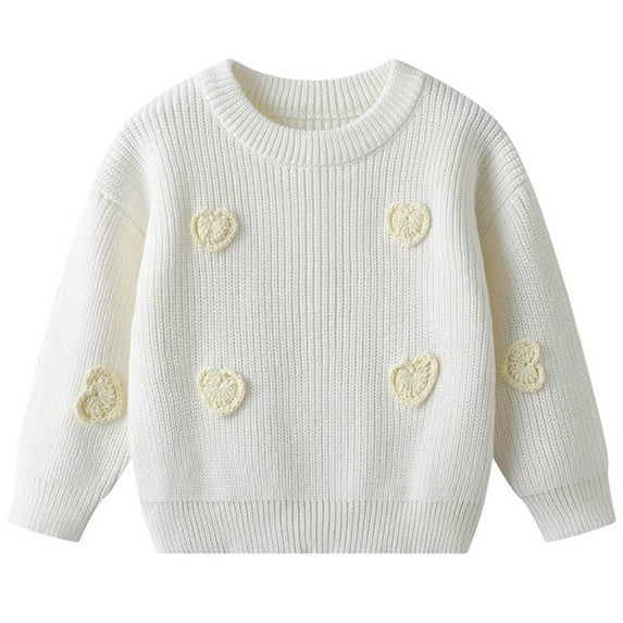 Bobifish Baby White Crew Neck Sweater Red Heart Applique Long Sleeve ...