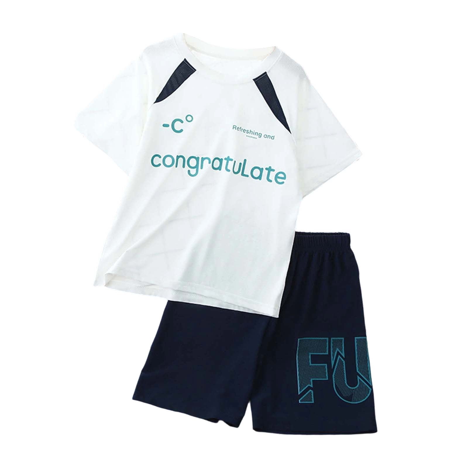 Bobifish Big Boys Athletic Set Lightweight Letter Printed Short Sleeve ...
