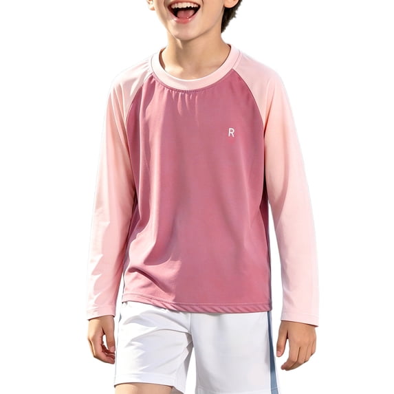 Bobifish Big Boys Basic Tee Plain Long Sleeve Raglan Sleeve Letter ...