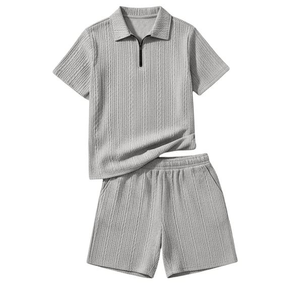 Bobifish Big Boys Polo Set Soft Ribbed Half Zip Short Sleeve Shirt And ...