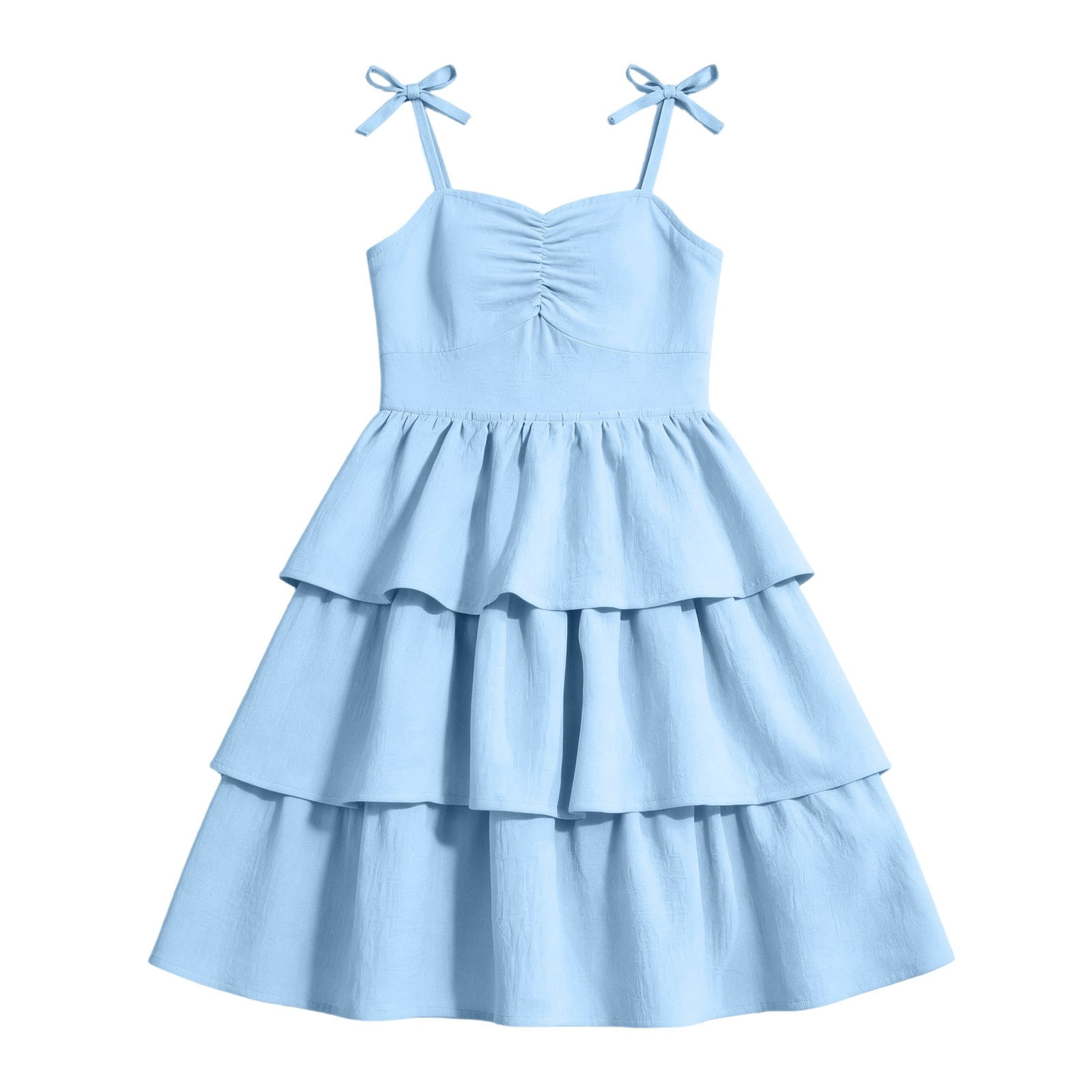 Bobifish Big Girls Cami Dresses Spaghetti Strap Tie Bow Sweetheart Neck ...