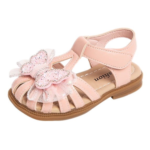 Bobifish Big Girls Closed Toe Sport Sandals Rhinestone Butterfly ...
