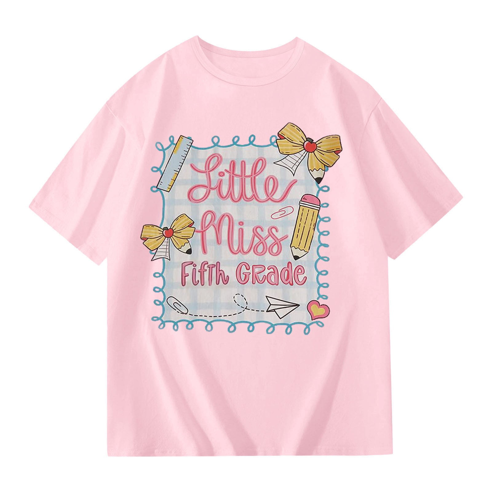 Bobifish Big Girls Crew Neck Short Sleeve T-Shirts Hello 3Rd Grade ...