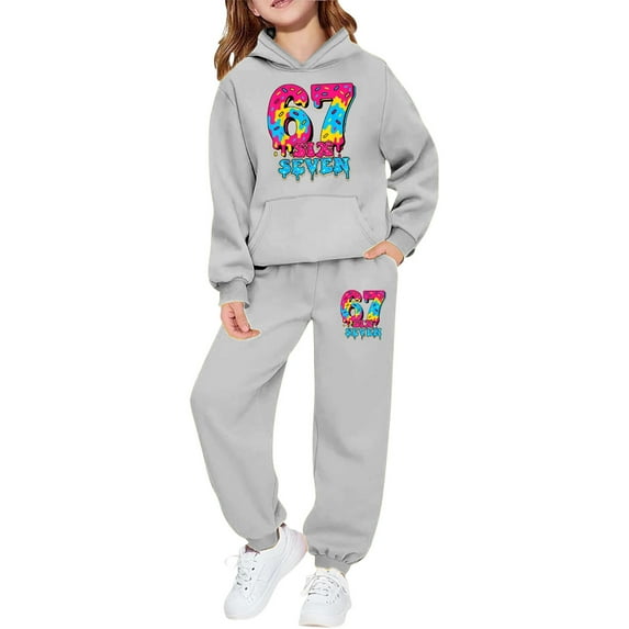 Bobifish Big Girls Outfit Sets 67 Donut Print Pullover Hooded ...