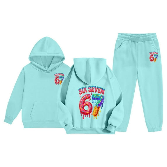 Bobifish Big Girls Outfit Sets Kids Ice Cream 67 Print Hoodie And ...