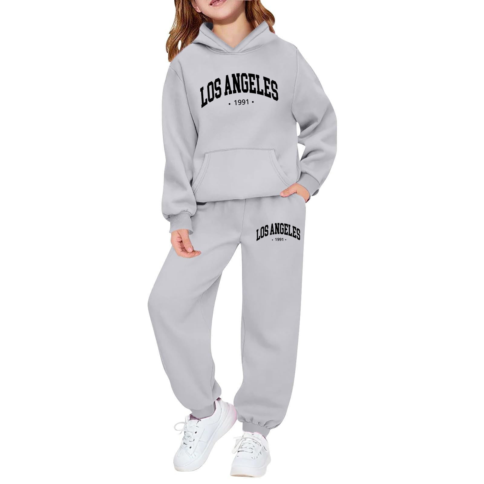 Bobifish Big Girls Outfit Sets LOS ANGELES 1991 Print Hooded Sweatshirt ...