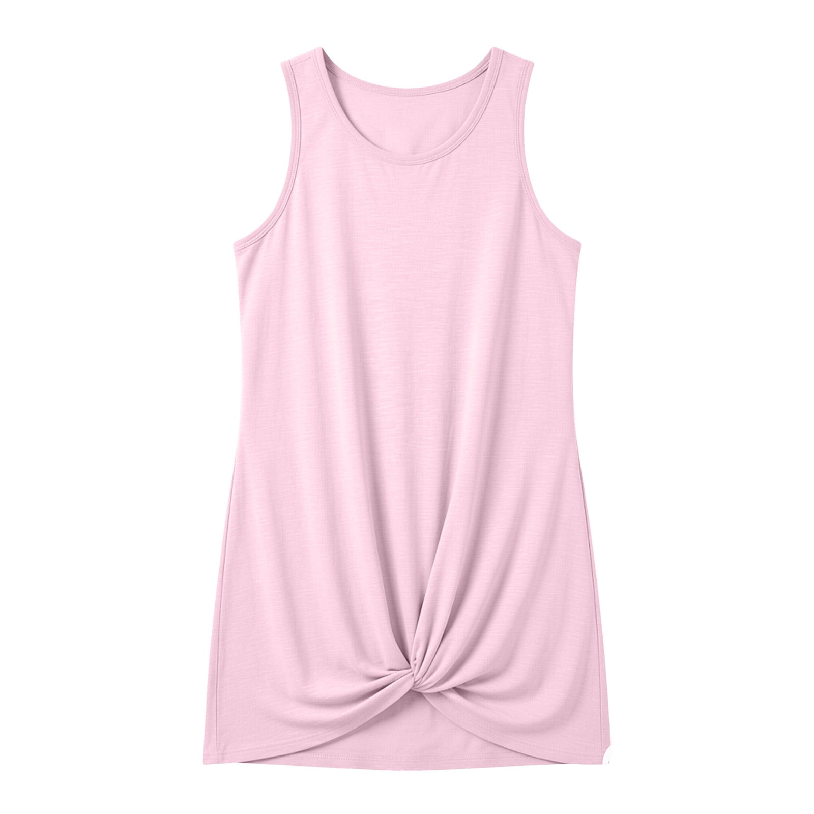 Bobifish Big Girls Tank Dresses Summer Sleeveless Crew Neck Knotted Hem ...