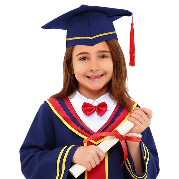 Bobifish Big Kids Graduation Gown Set Black Robe Matching Cap Bow Tie ...