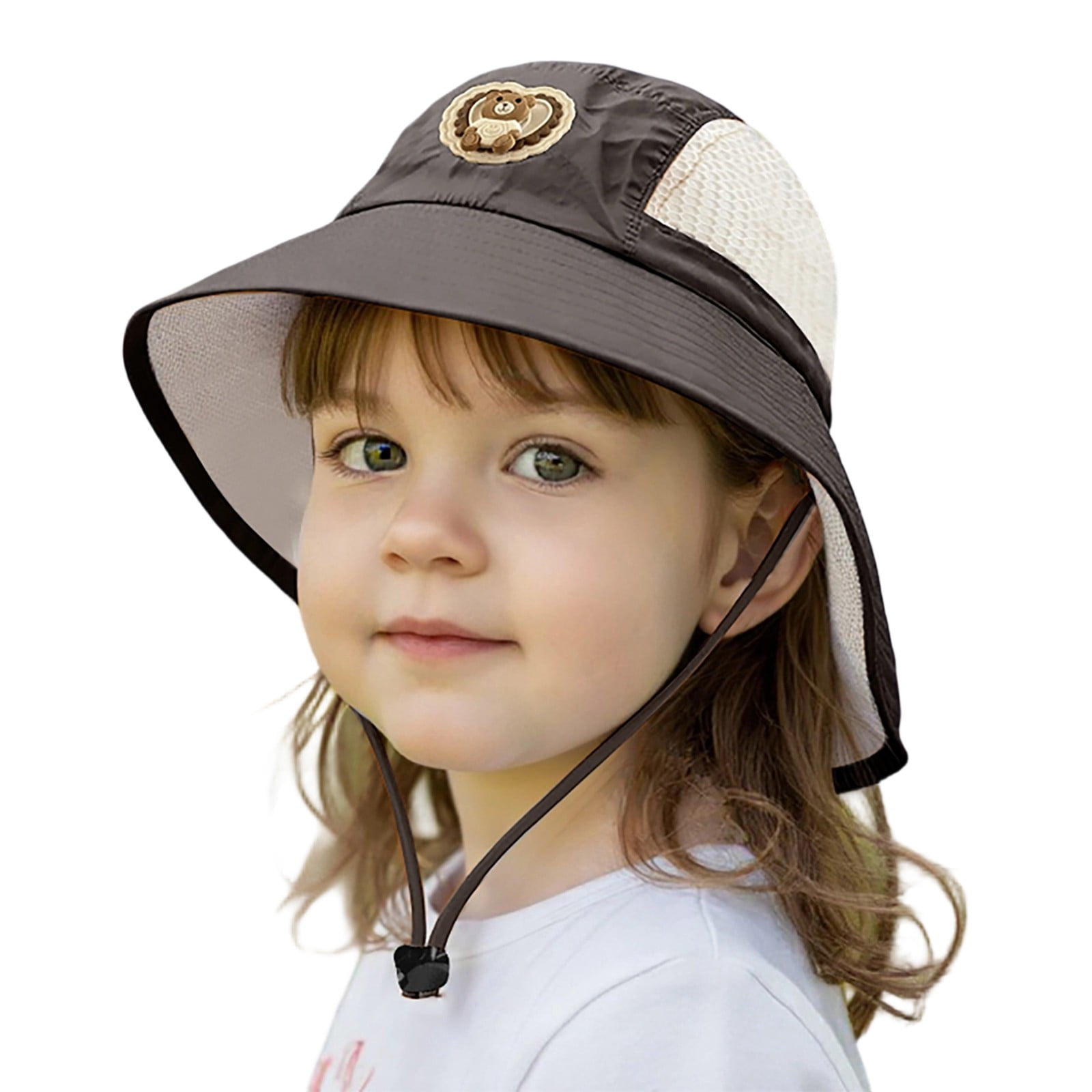 Bobifish Boys Girls Hat Cartoon Mesh Side Wide Brim Sun Hat With Chin ...