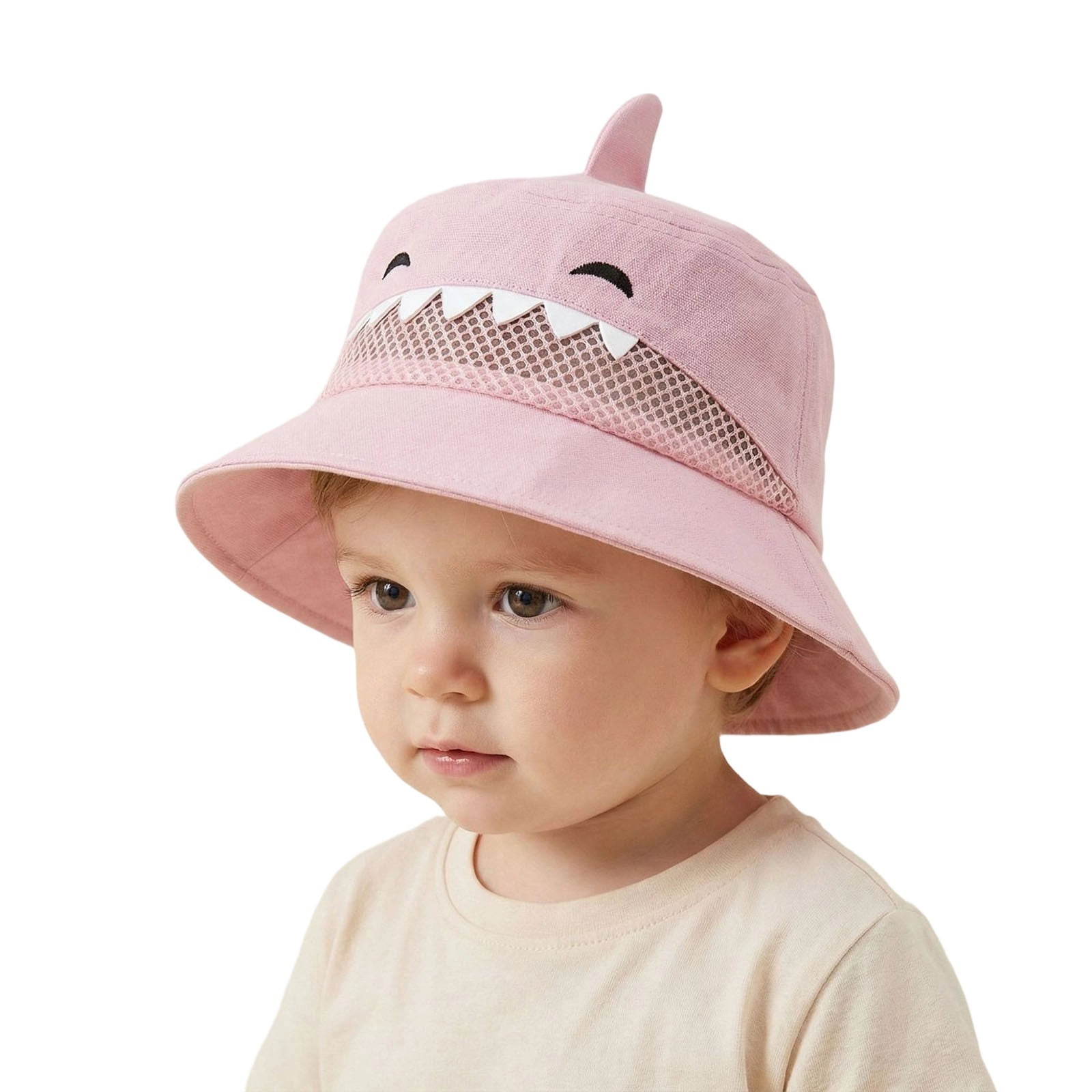 Bobifish Boys Girls Hat Outdoor Hiking Beach Cartoon Shark Applique ...