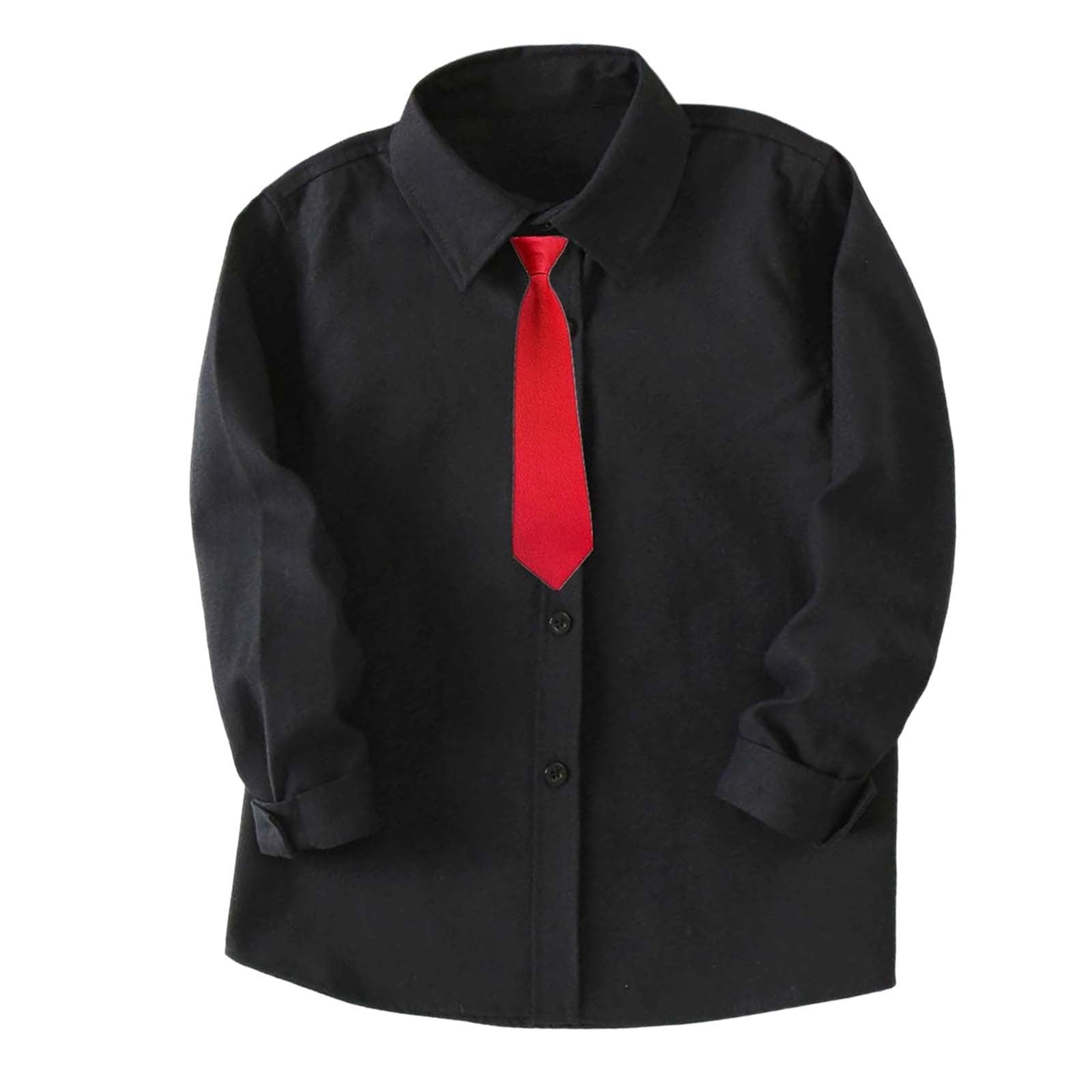 Bobifish Boys Shirts Classic Black Long Sleeve Button Down Shirt Formal ...