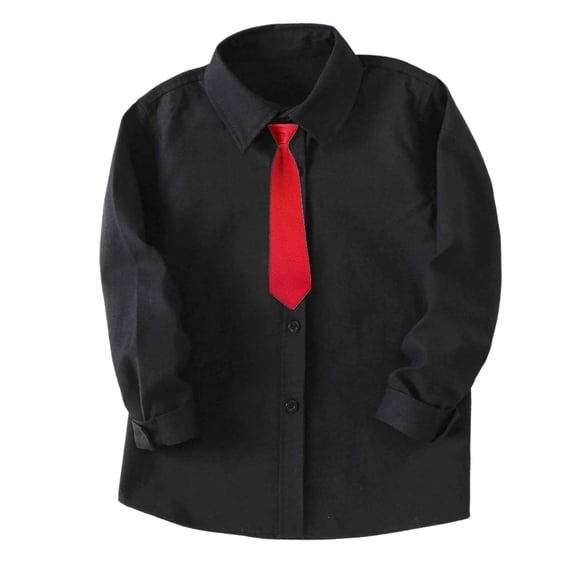 Bobifish Boys Shirts Classic Black Long Sleeve Button Down Shirt Formal ...