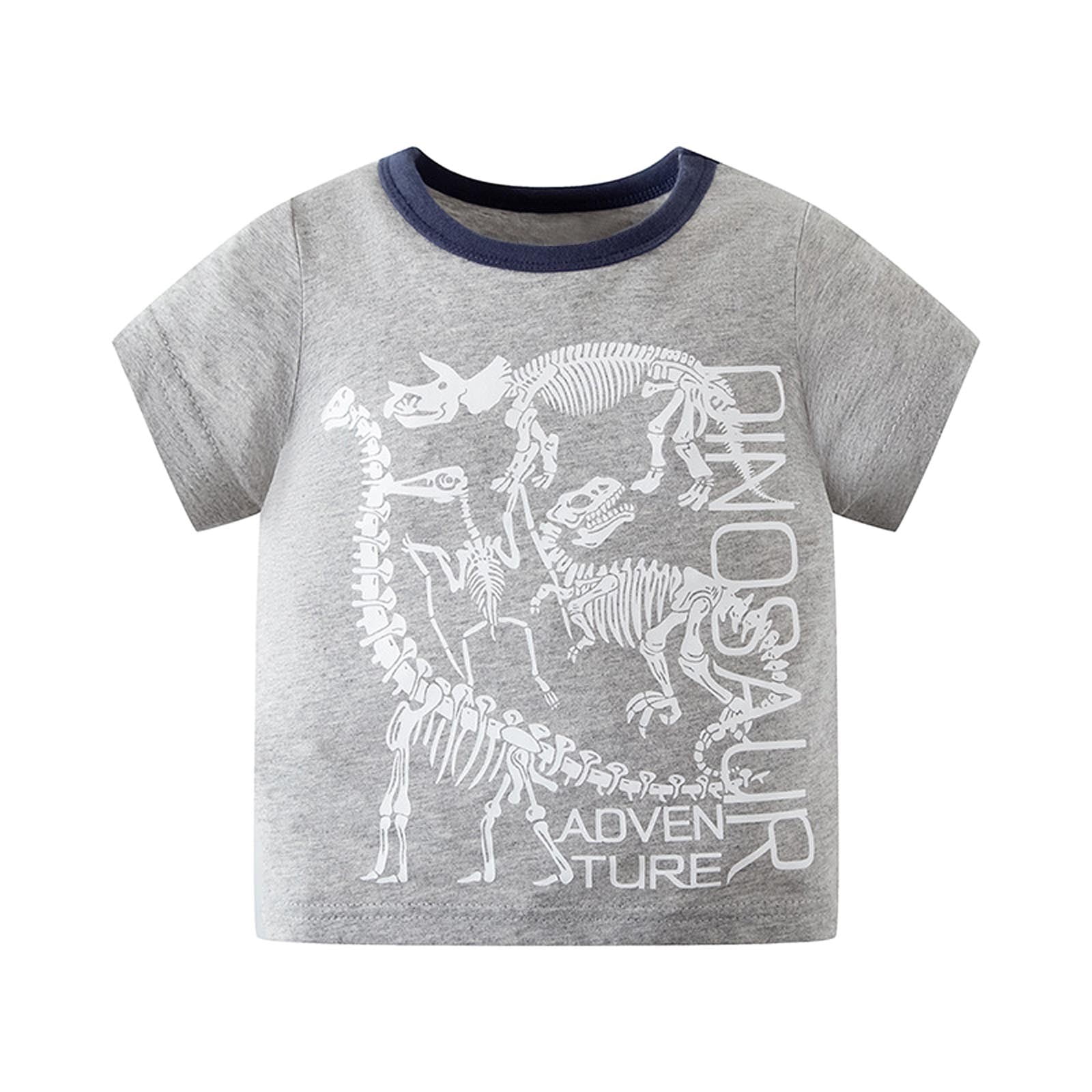 Bobifish Boys T-Shirts Cute Dinosaur Print Short Sleeve Crewneck Summer ...