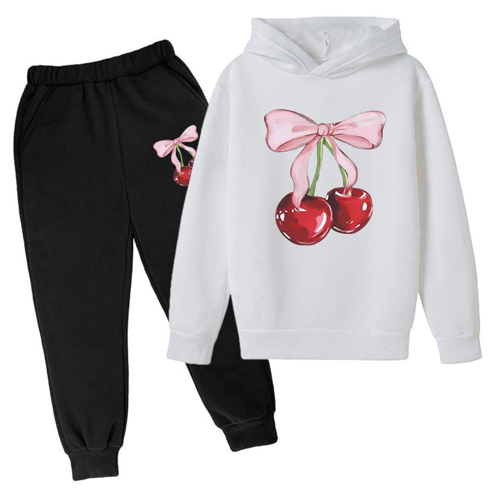 Bobifish Girls 2 Piece Jogger Set Black Hoodie With Matching Pants Soft ...