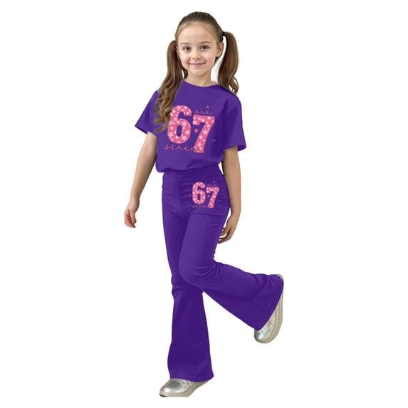 Bobifish Girls 2 Piece Outfit Sets Cute Printed Short Sleeve Tshirts ...