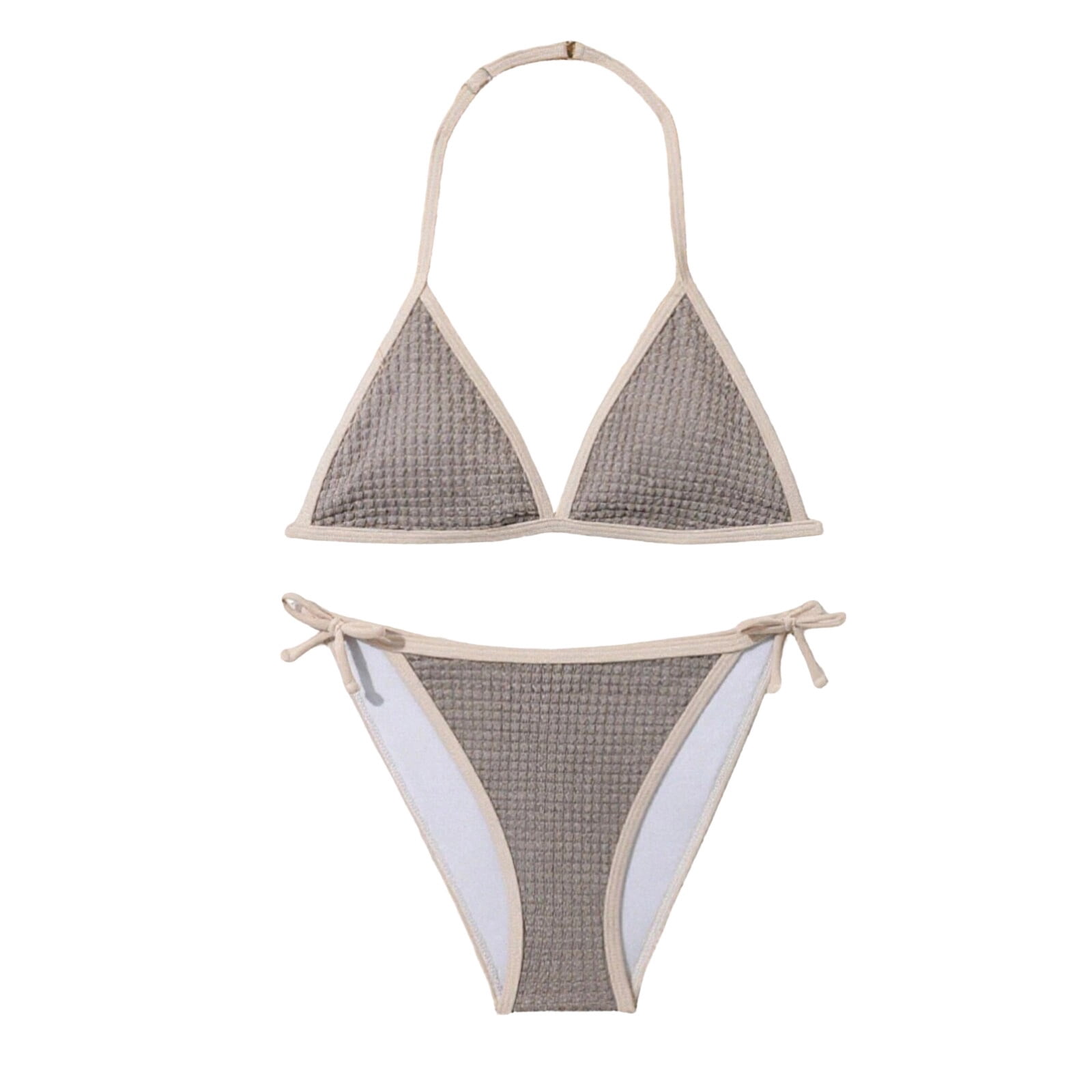 Bobifish Girls Bikini Swimsuit Halter Tie Triangle Top Side Tie Bottom ...