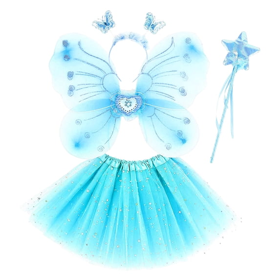 Bobifish Girls Fairy Wing Tutu Skirt Outfit Set 4pcs Butterfly Dress ...