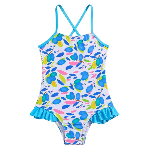 Bobifish Girls Swimsuit Quick Dry Crisscross Thin Strap Hem Ruffle ...