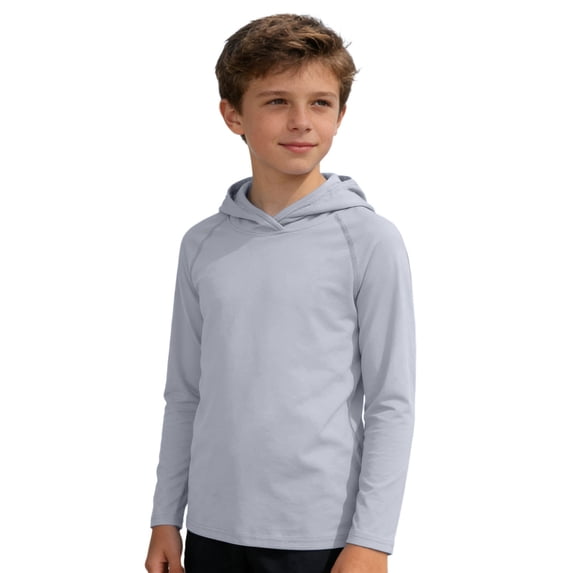 Bobifish Little Boys Basic Tee Soft Long Sleeve Hood Neck Solid Color ...