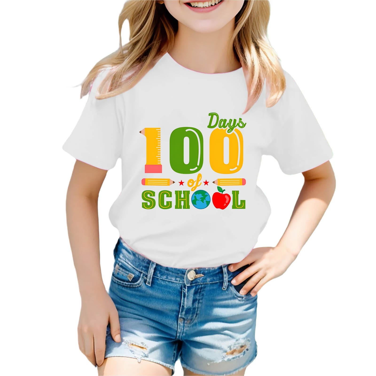 Bobifish Little Boys Girls Back To School 100 Days Of School T-Shirts ...