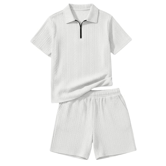 Bobifish Little Boys Polo Set Soft Ribbed Half Zip Short Sleeve Shirt ...