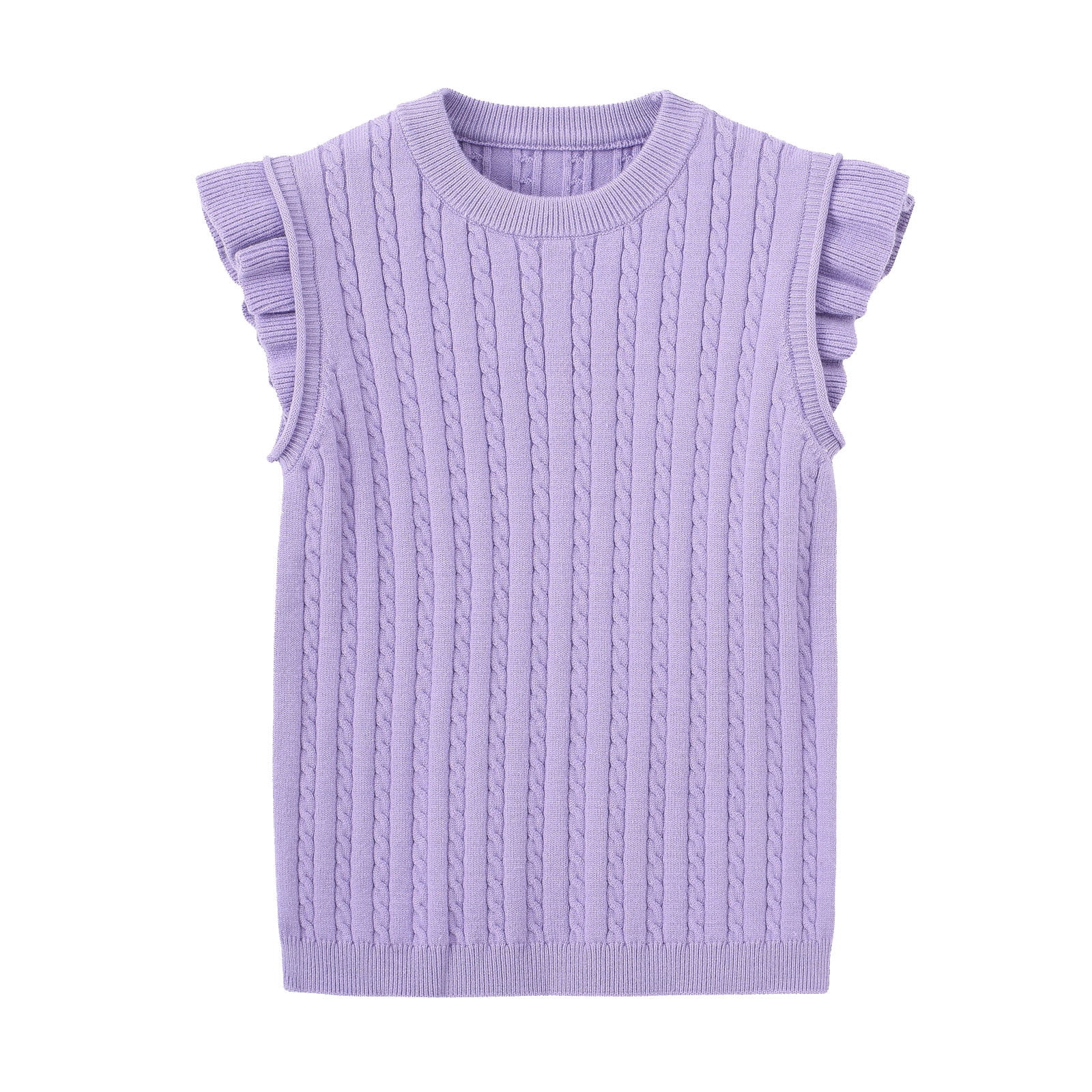 Bobifish Little Girls Light Pink Crew Neck Sleeveless Vest Vertical ...