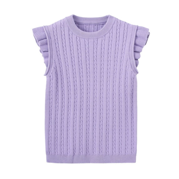 Bobifish Little Girls Light Pink Crew Neck Sleeveless Vest Vertical ...