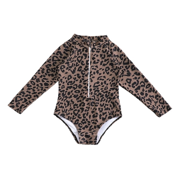 Bobifish Little Girls One Piece Rash Guard Swimsuit Stand Collar Half ...