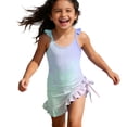 Bobifish Little Girls One Piece Swimsuit Ruffle Shoulder With Side Tie ...