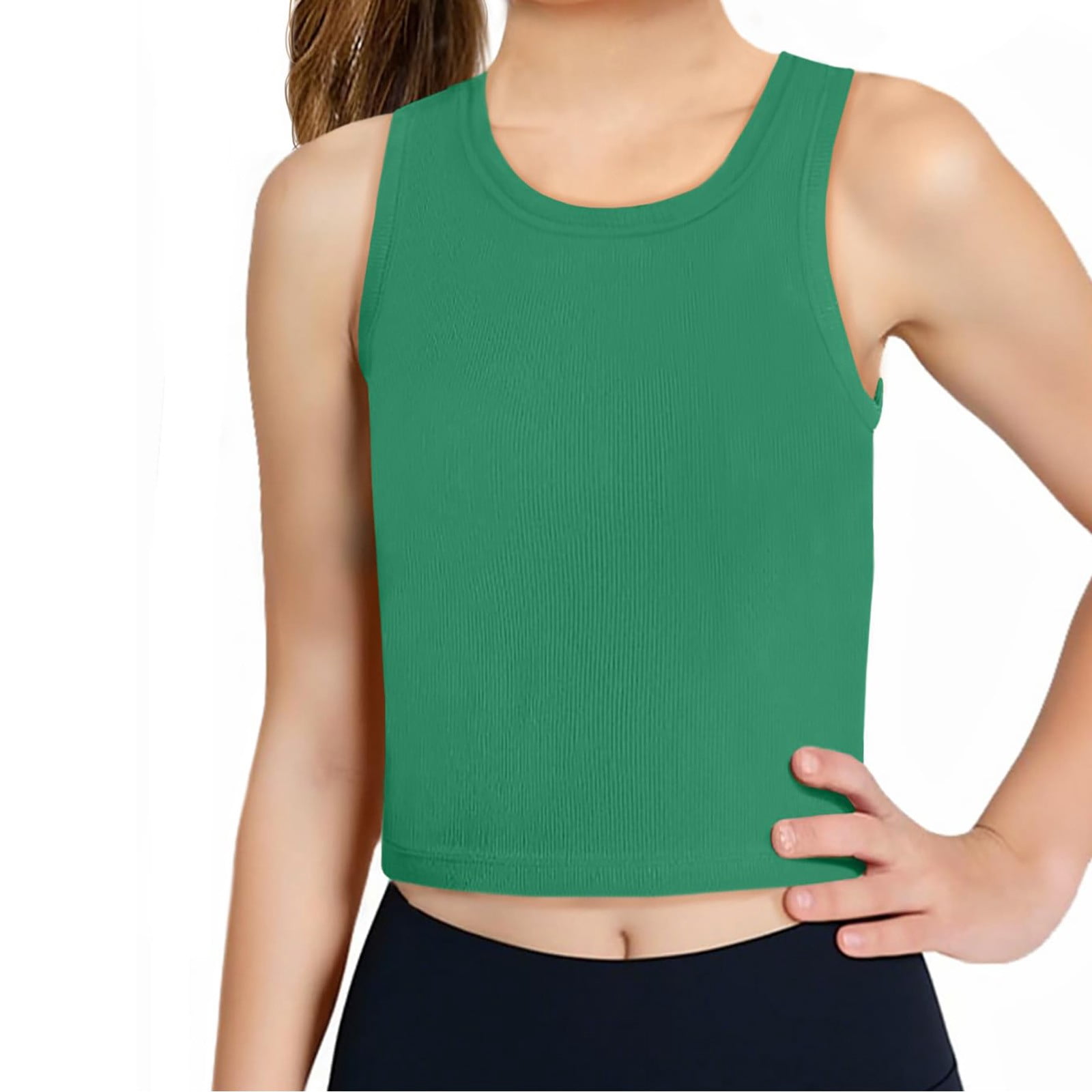 Bobifish Little Girls Tank Crew Neck Sleeveless Breath Mesh Undershirts ...