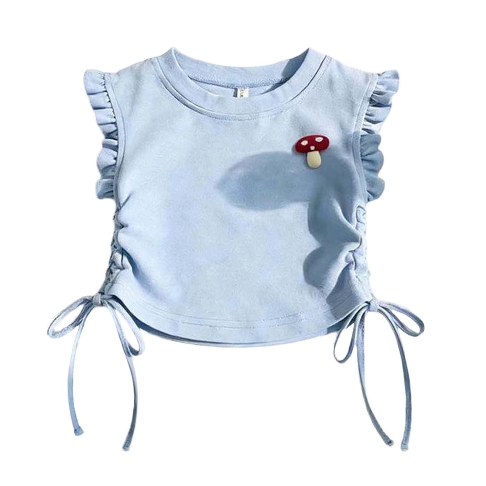 Bobifish Little Girls Tank Ribbed Crew Neck Sleeveless Embroidered Base ...