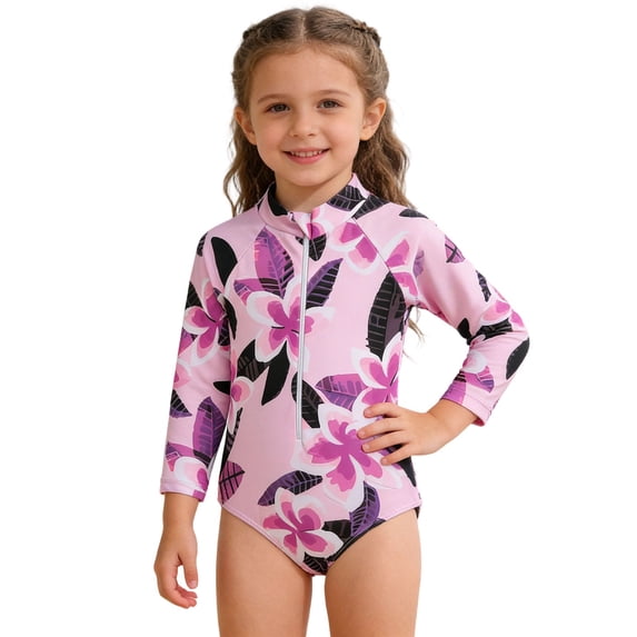 Bobifish Newborn Girls One Piece Rash Guard Swimsuit Stand Collar Half ...