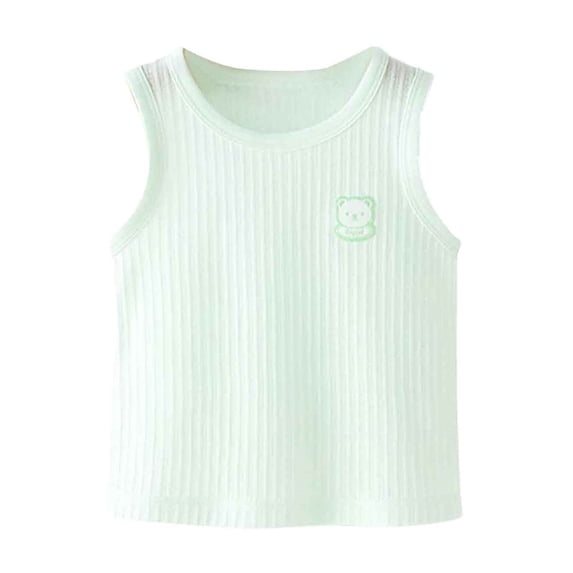 Bobifish Newborn Girls Tank Ribbed Crew Neck Sleeveless Printed Cotton ...