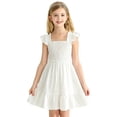 Bobifish Toddler Girls Cami Dresses Square Neck Ruffle Cap Sleeve ...
