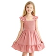 Bobifish Toddler Girls Cami Dresses Square Neck Ruffle Cap Sleeve ...