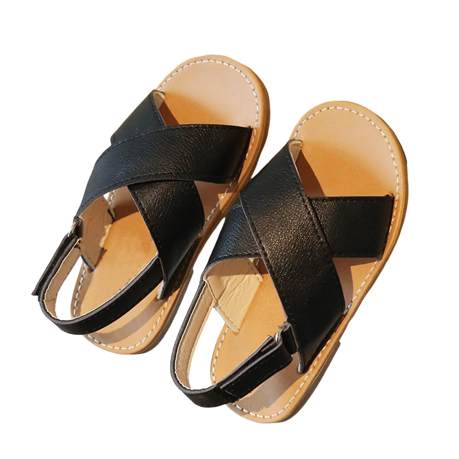 Bobifish Toddler Girls Open-Toe Sandals Crisscross Strap Slip On Soft ...