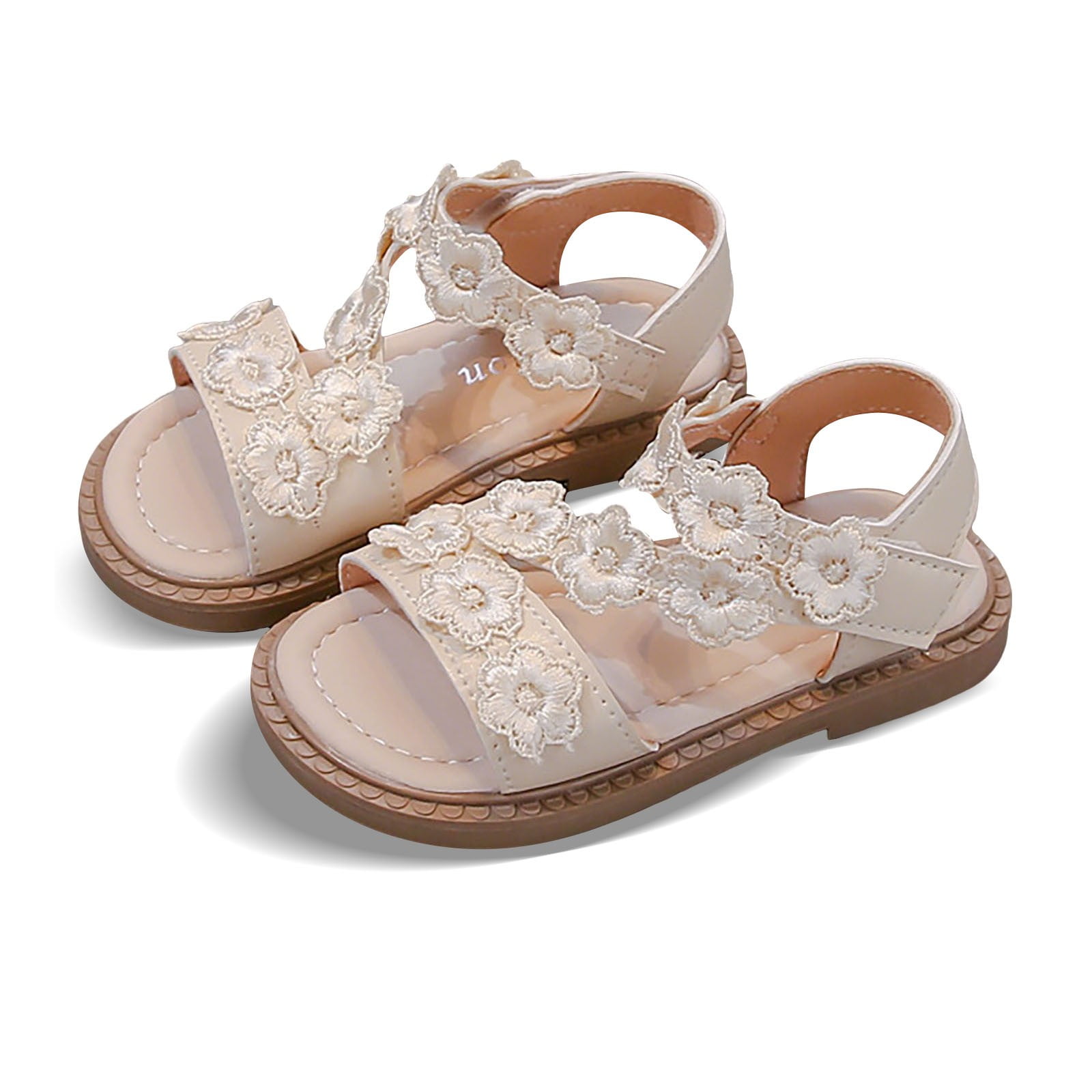 Bobifish Toddler Girls Open-Toe Sandals Floral Lace Embellished ...