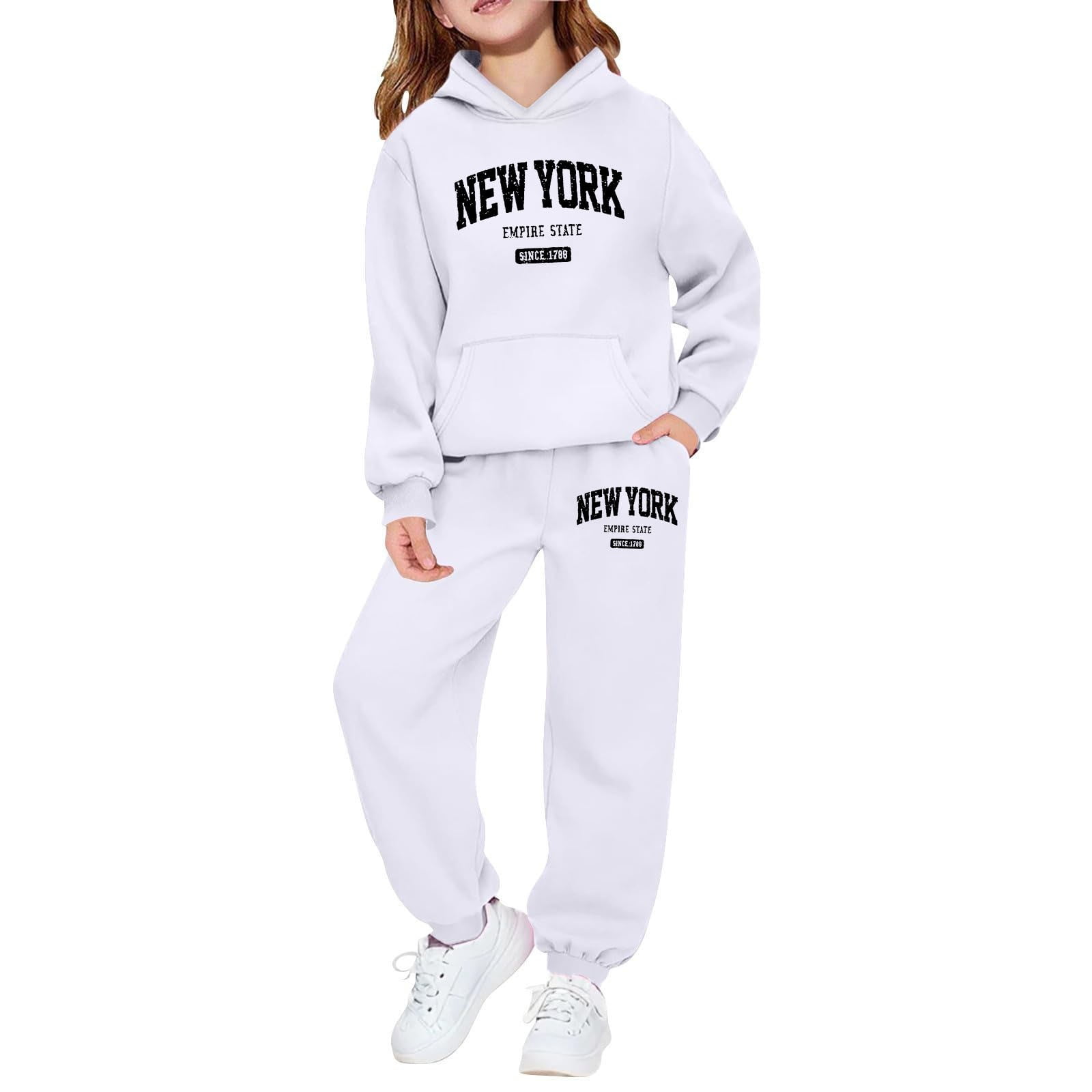 Bobifish Toddler Girls Outfit Sets NEW YORK Letter Print Hooded ...