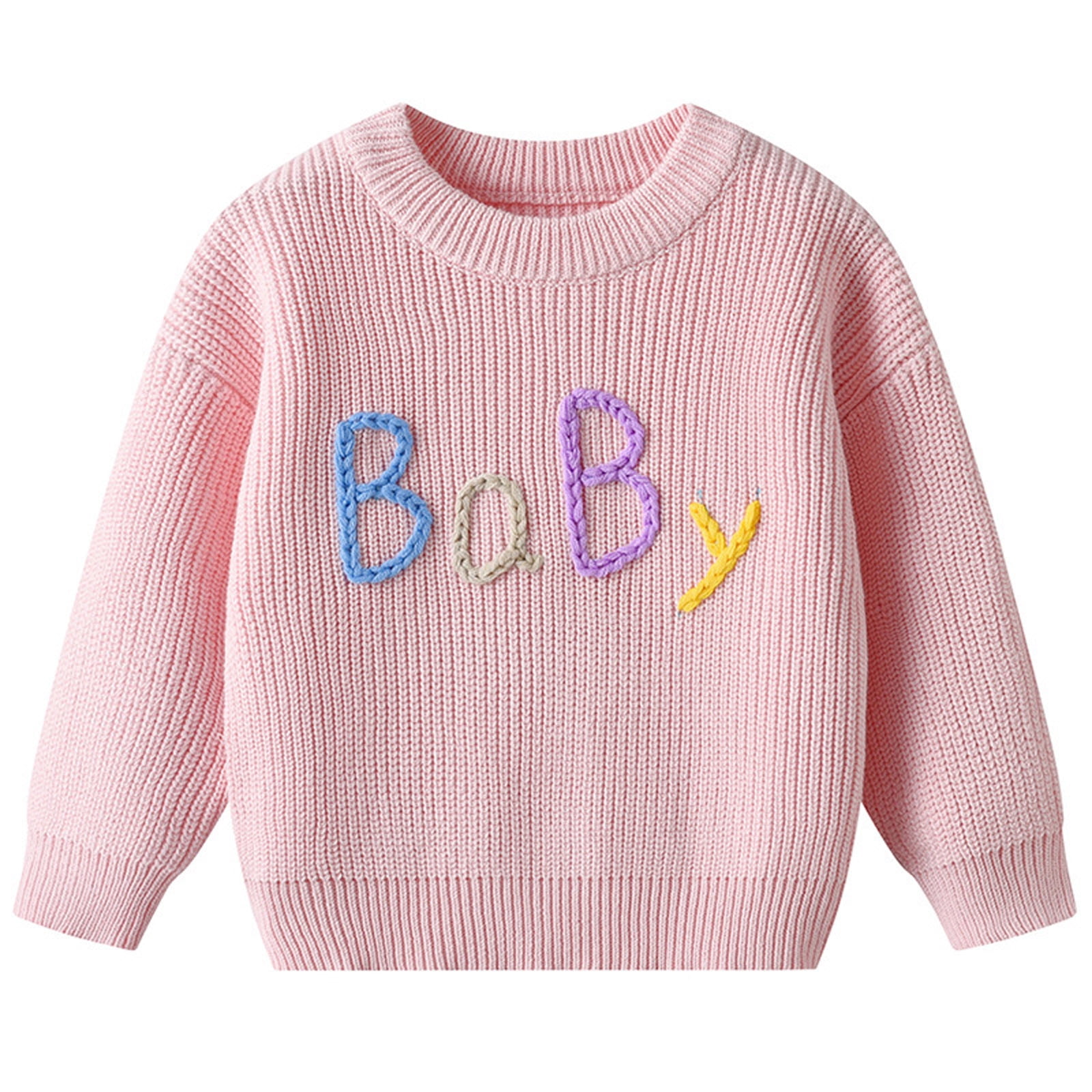 Bobifish Toddler Light Blue Crew Neck Sweater “Baby” Letter Applique ...