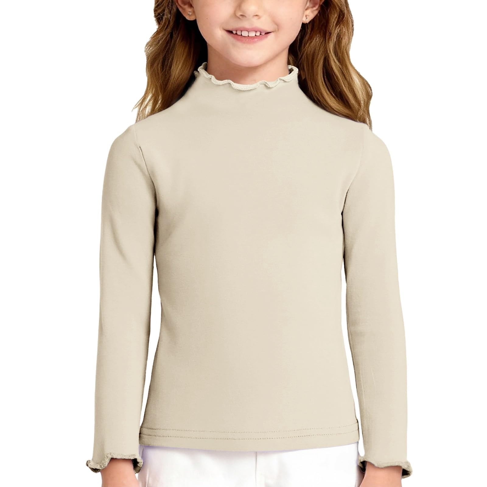 Bobifish girls basic tshirts Girls Long Sleeve tee Tops Mock Neck Lace ...