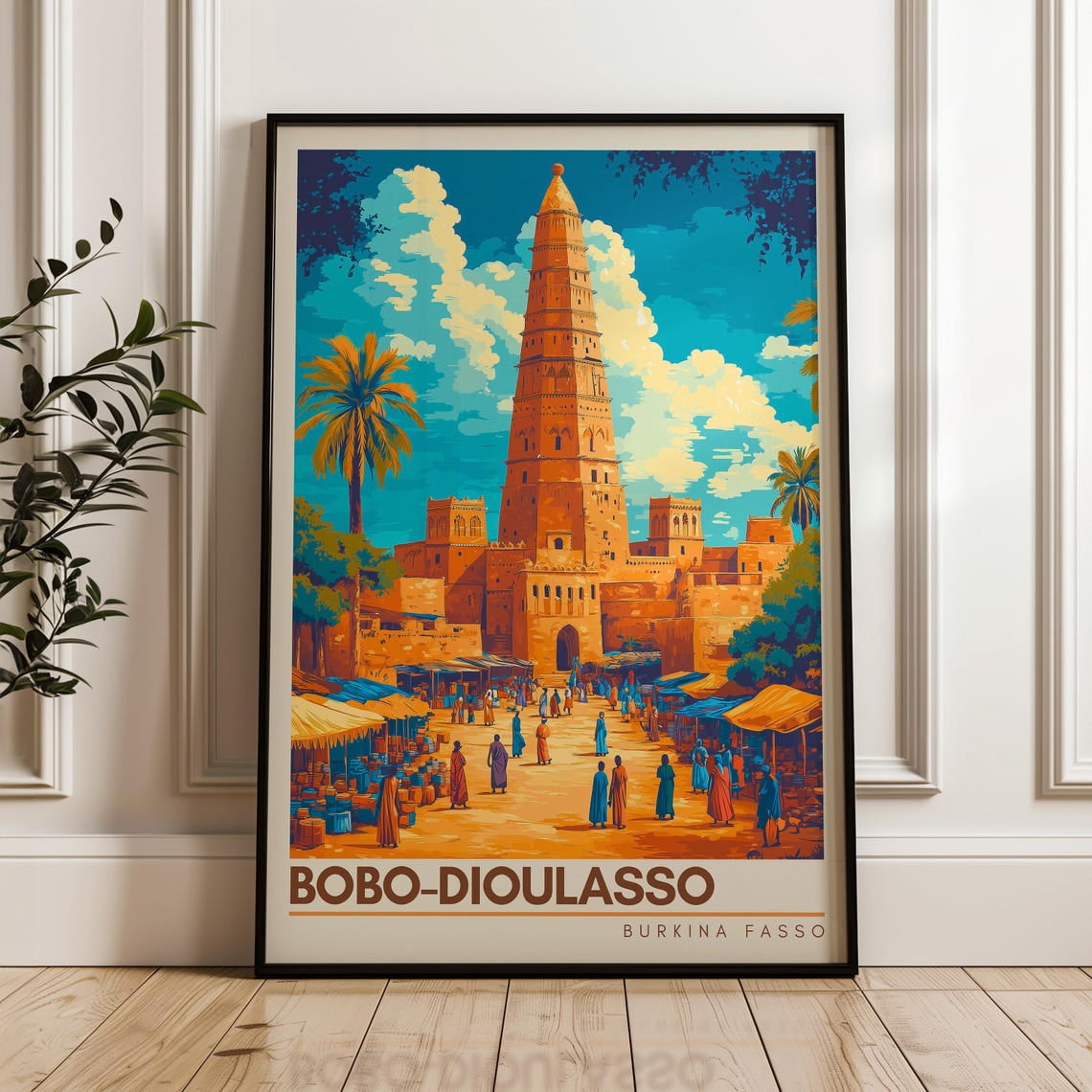 Bobo Dioulasso Travel Poster - Burkina Faso Wall Art Print ...