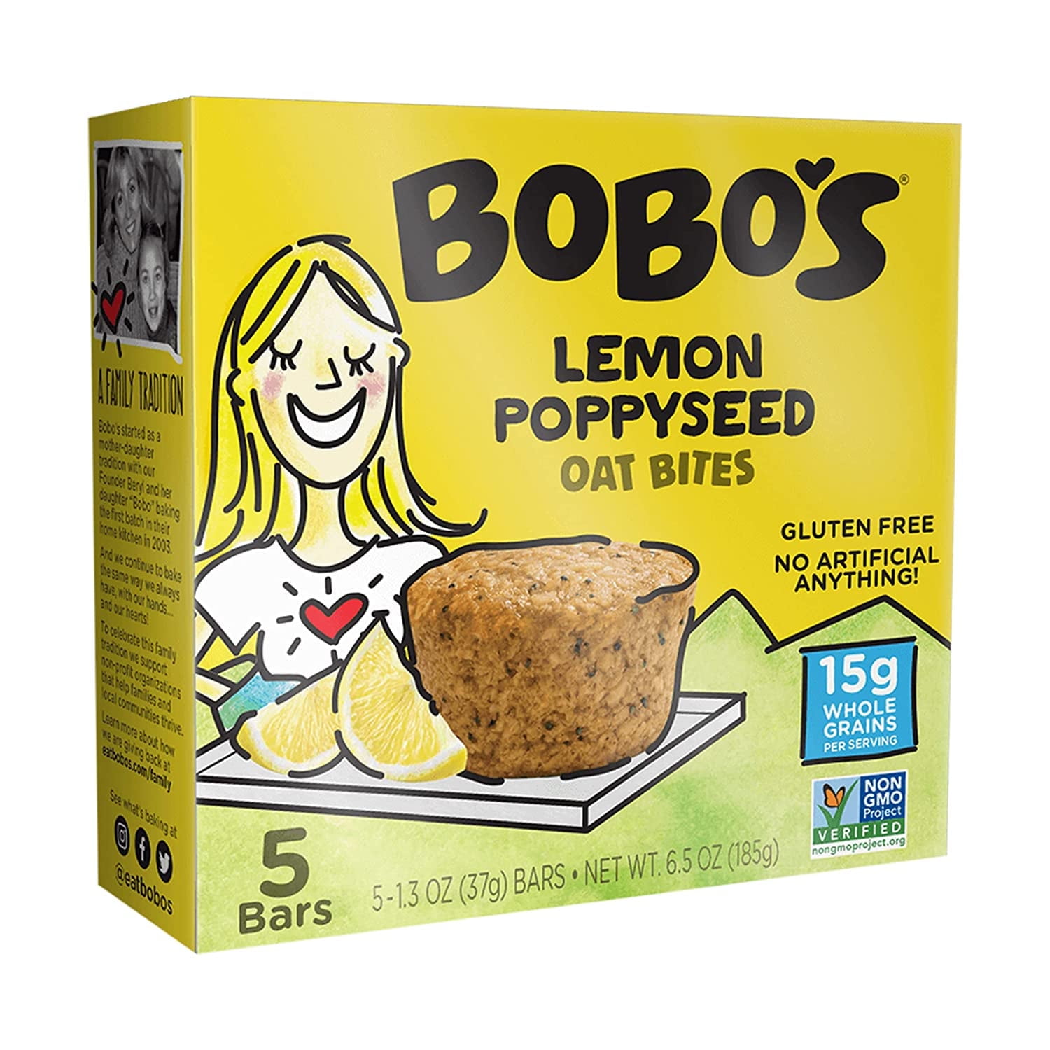 Bobo's Non-GMO Oat Bites Lemon Poppyseed 5 Bites - Walmart.com