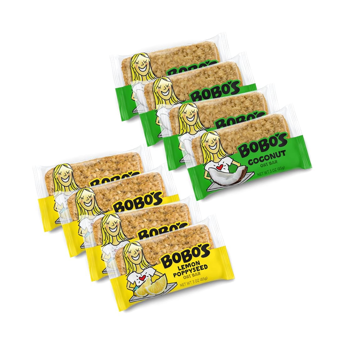 Bobo's Oat Bar Fruit MSF2 Flavored Multipack, 4 Lemon Poppyseed and 4 ...
