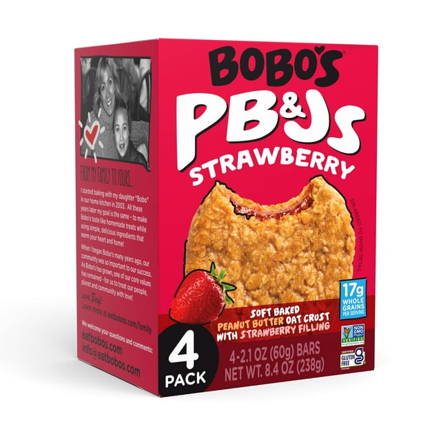Bobo's PB&Js, Peanut Butter Oat Crust With Strawberry Filling, 4 Pack ...